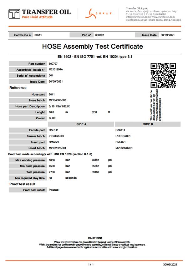Test certificates available online - Transfer Oil S.p.A ...